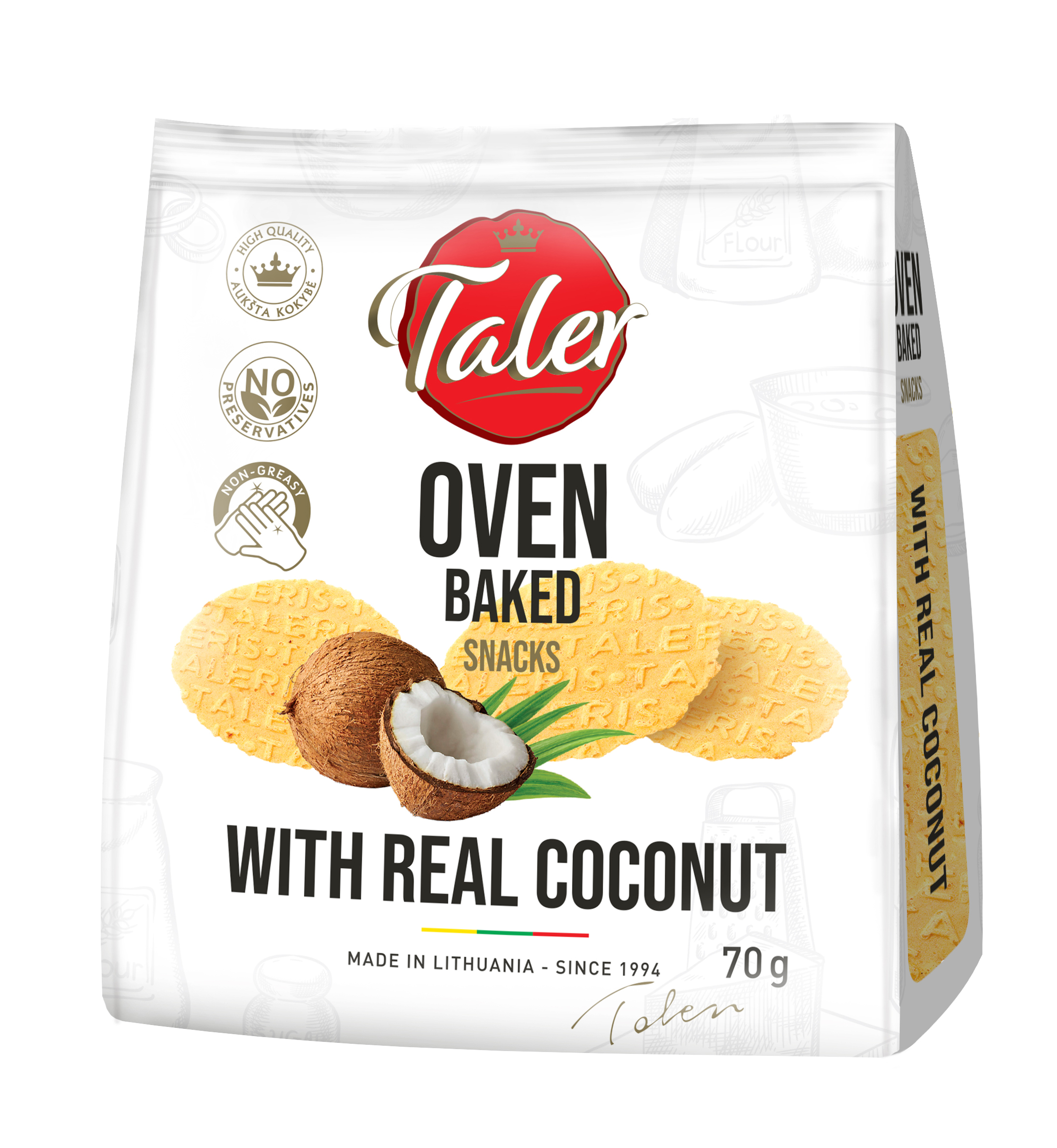 Taler Oven Baked Snacks "With Real Coconut" 70g. | Torg