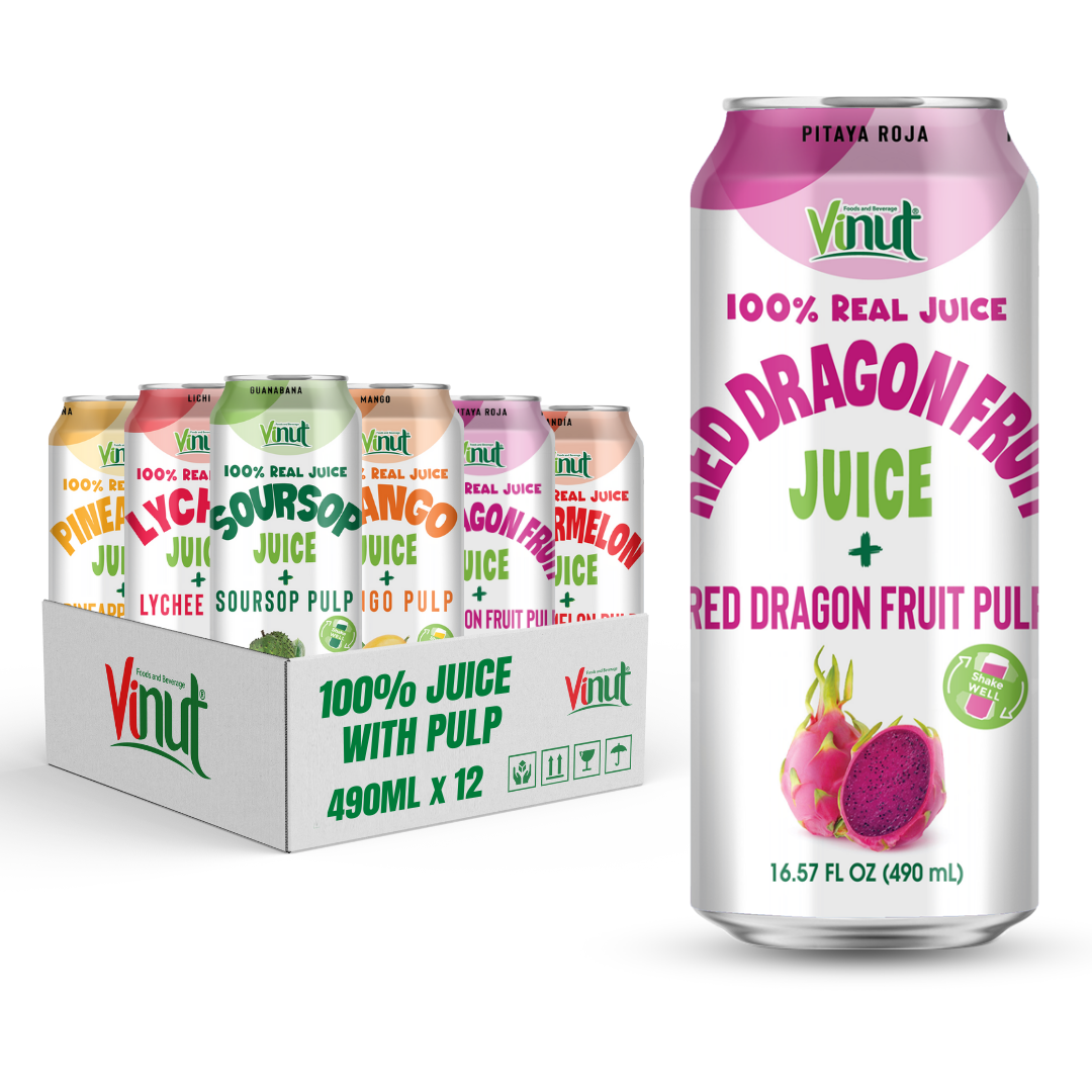 VINUT 490ml 100% Real Juice Red Dragon Fruit With Red Dragon Fruit Pulp ...